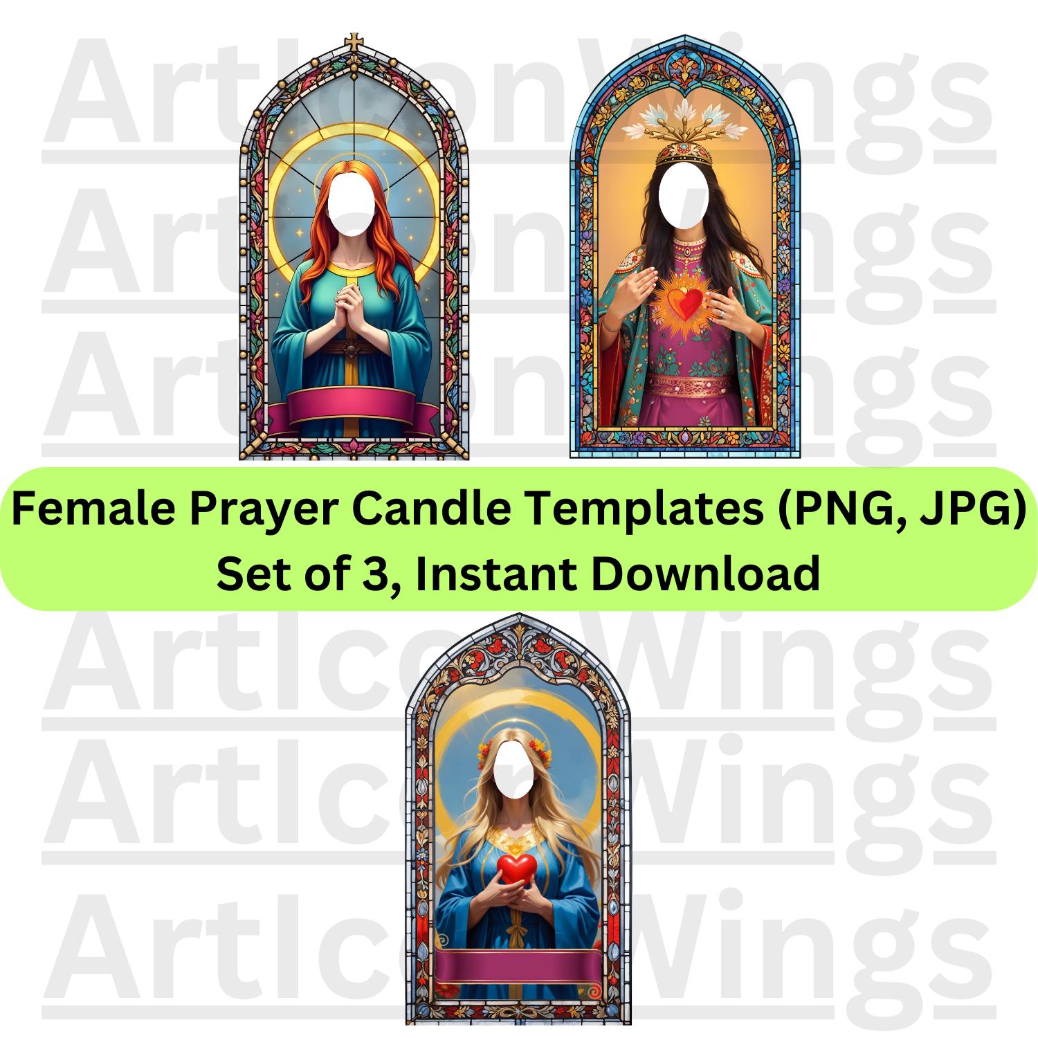 Female Prayer Candle Templates PNG (set of 3), JPEG Prayer Candle ...