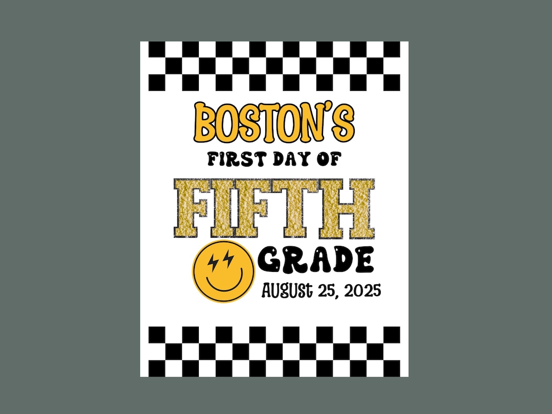 Retro Groovy First Day of School Sign: 5th Grade Printable (editable ...