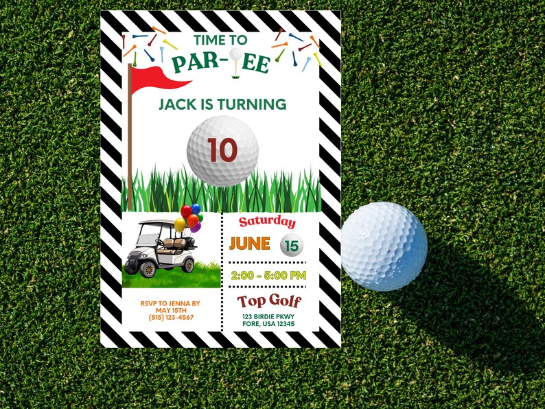 Golf Birthday Invitation, Editable Golf Party Invite, Digital Download ...