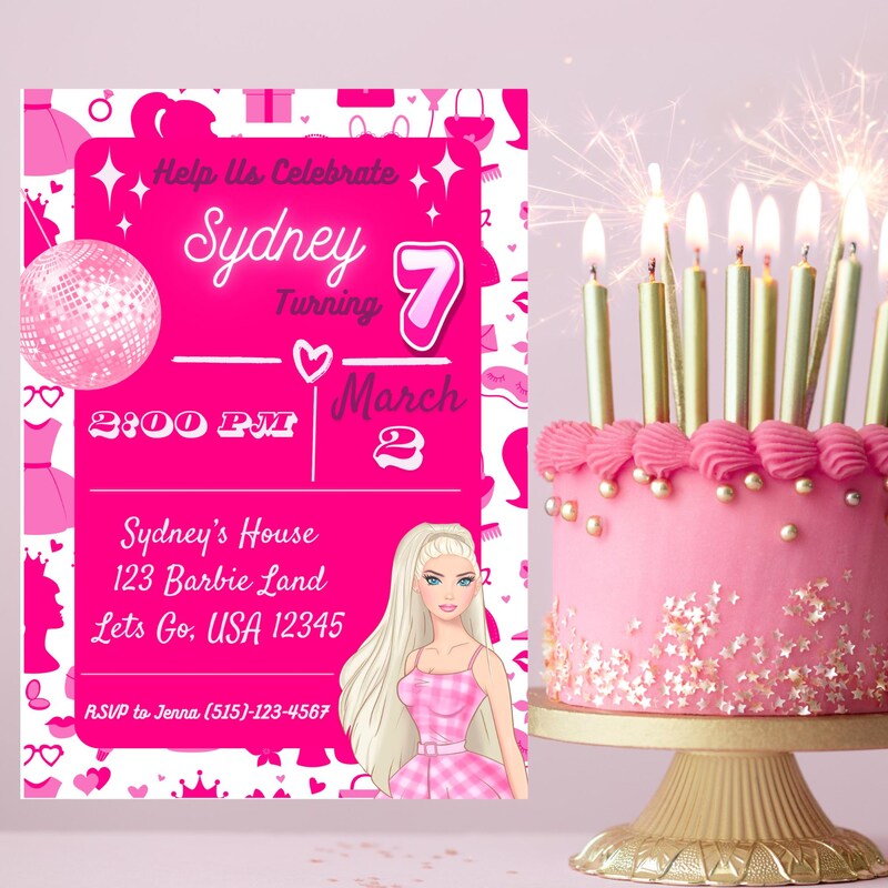 Barbie Invitation - Etsy