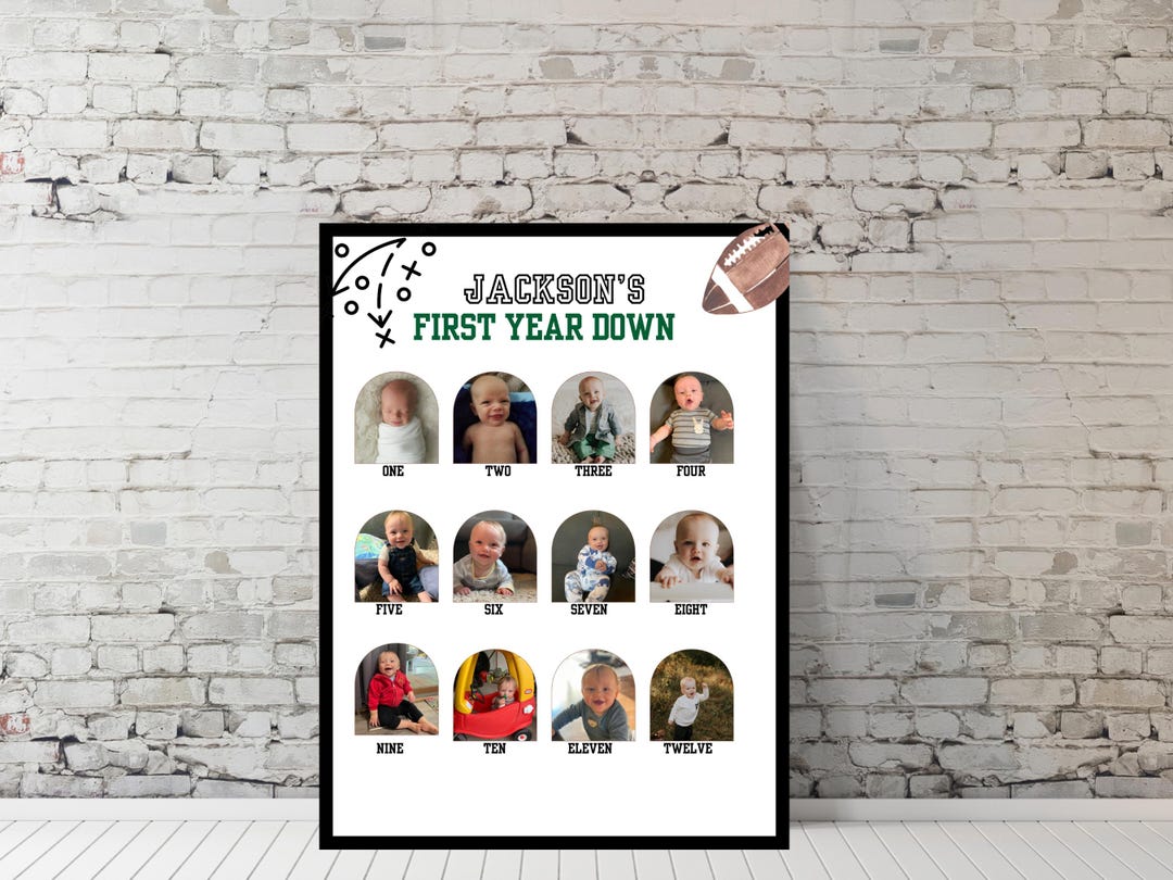First Down Birthday Poster: Football Theme, Editable Template (digital ...