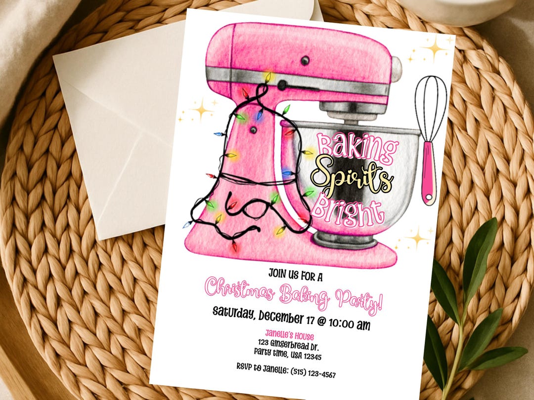 Christmas Baking Party Invitation: Editable Baking Spirits Bright ...
