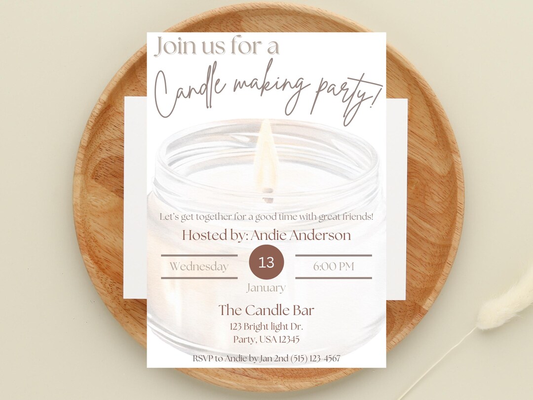 Candle Making Party Invitation: Editable Minimalist Template (digital ...