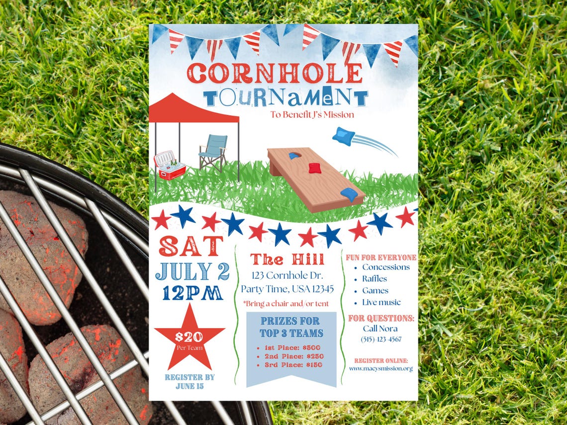 Editable Cornhole Tournament Invite Flyer, Fundraiser Tournament ...