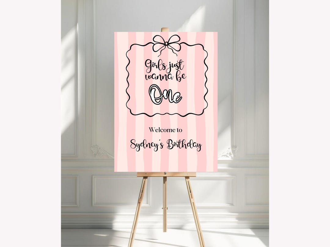 Girls Just Wanna Be ONE Poster: Pink and Black, Stripes and Bows ...