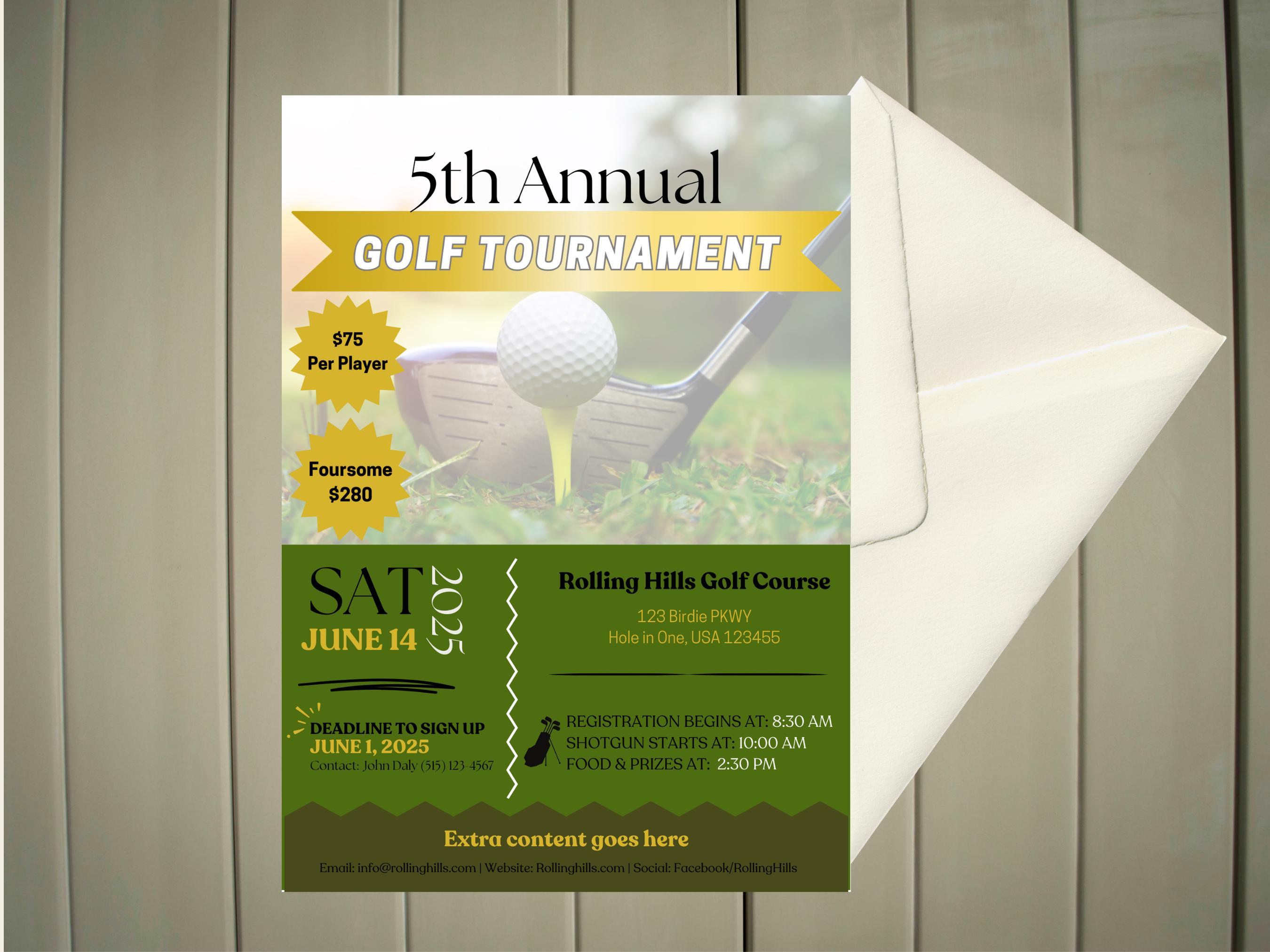 Editable Golf Tournament Flyer: Fundraiser Invitation (digital Download ...