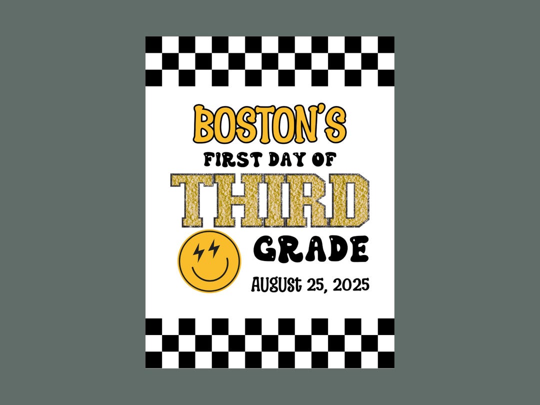 Retro Groovy First Day of School Sign: Third Grade Printable (editable ...
