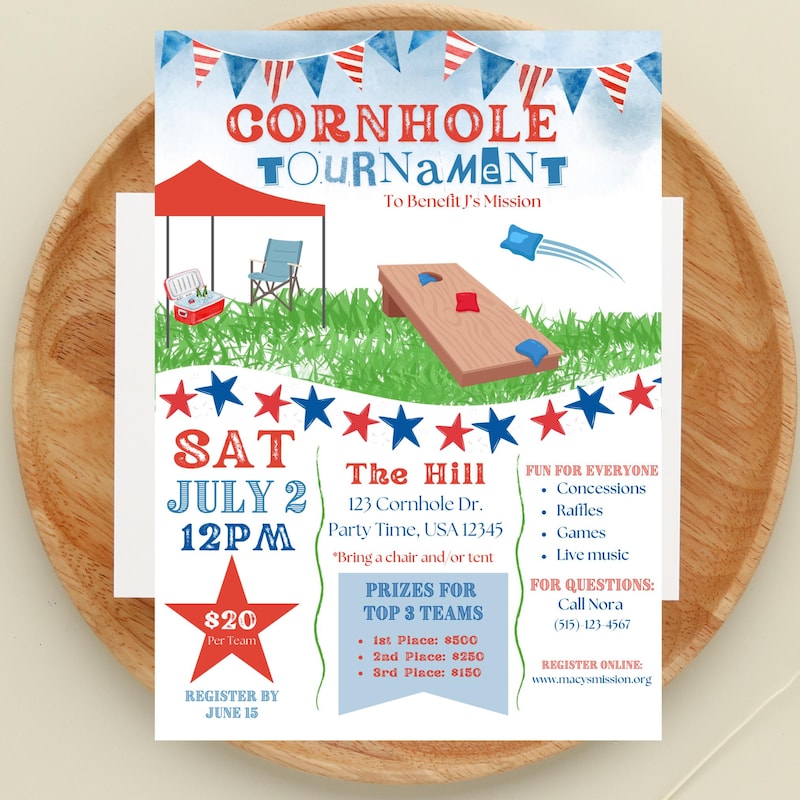 Cornhole Tournament Sign up Sheet - Etsy