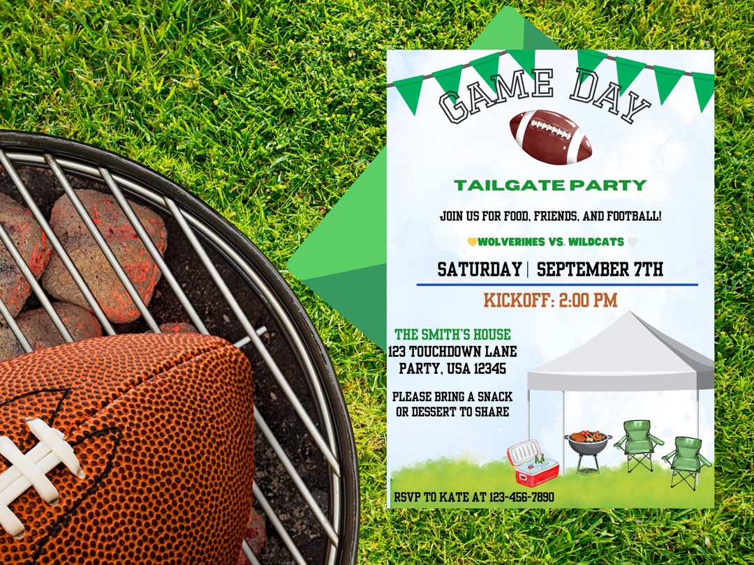 Football Tailgate Invite, Tailgate Invitation, Game Day Invite ...