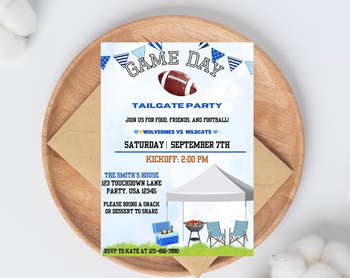 Editable and Printable Football Tailgate Party Invitation Flyer ...