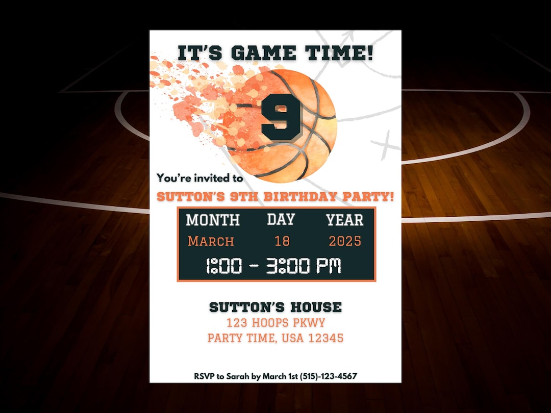 Basketball Birthday Party Invitation: Game Day, Editable Template ...