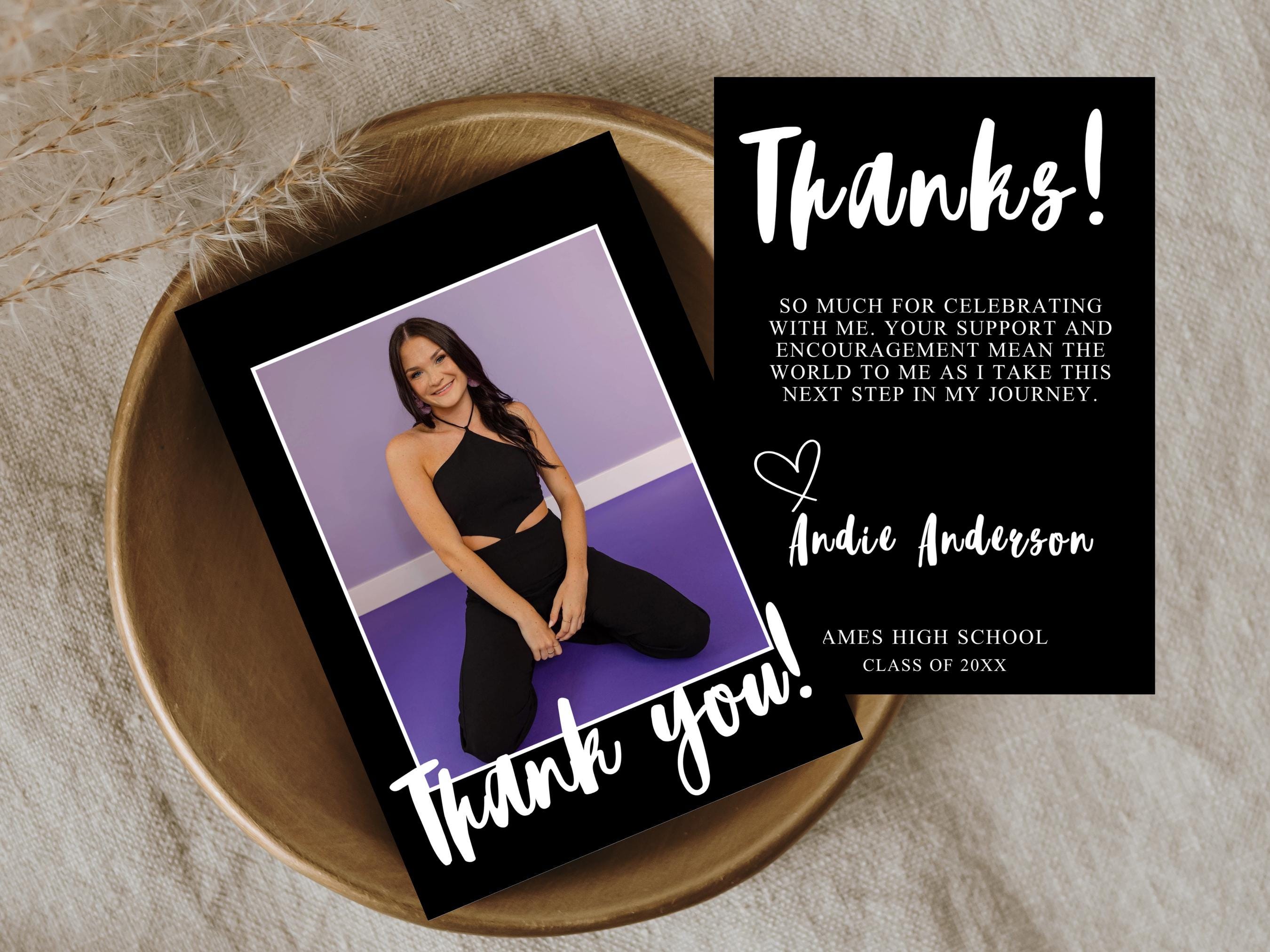 Editable Graduation Thank You Card: Minimalist Photo Template (digital ...