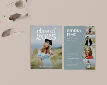 Modern Customizable 5x7 Graduate Card Printable Download, Unique 2025 ...