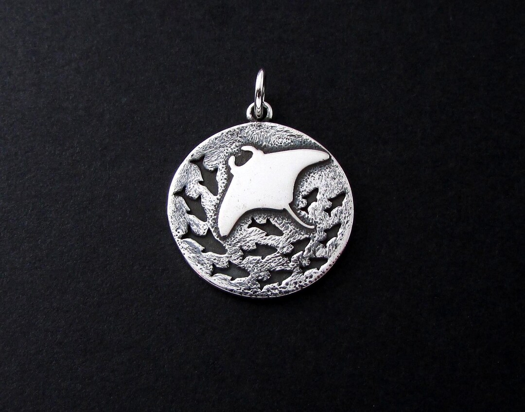 Sterling Silver Manta Ray and Fish Pendant Necklace, Sterling Silver ...