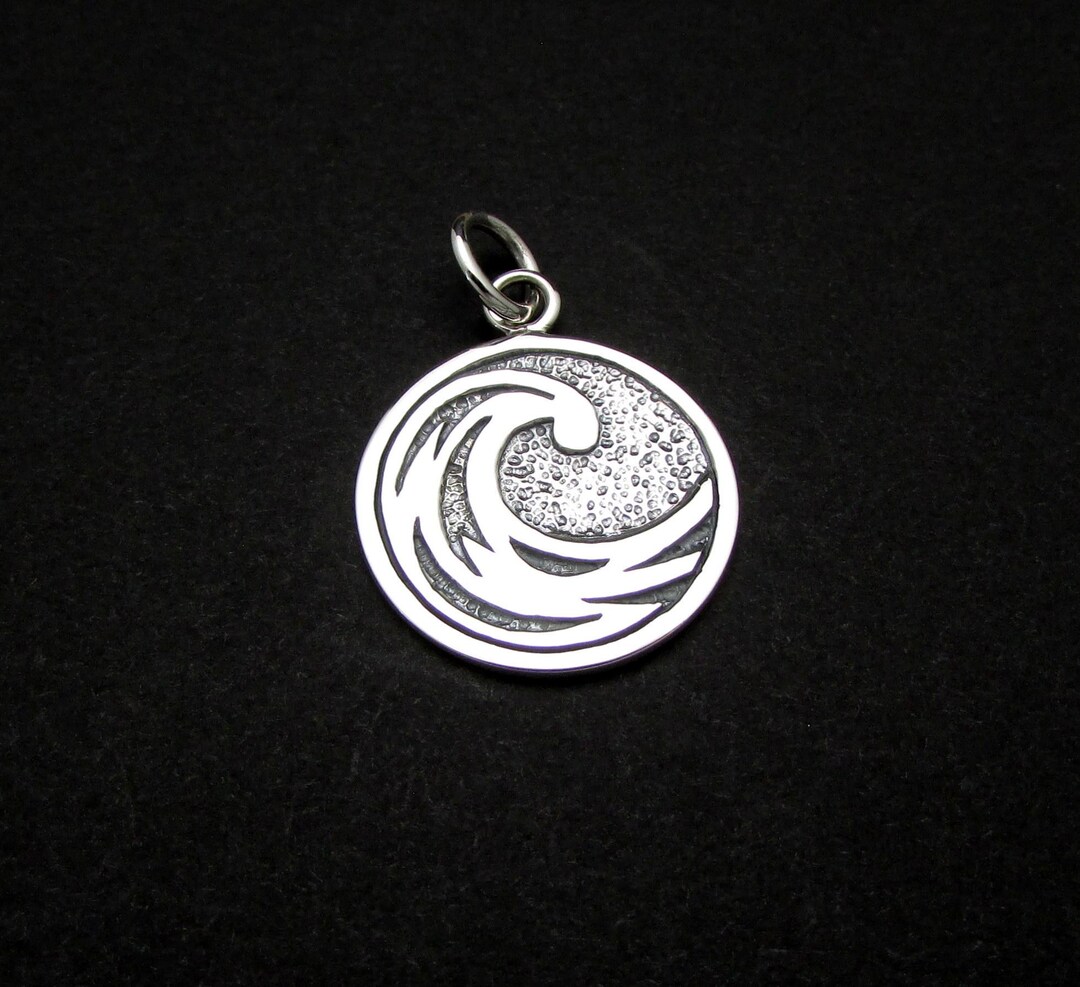 Sterling Silver Ocean Wave Pendant Necklace, Ocean Wave Necklace, Ocean ...