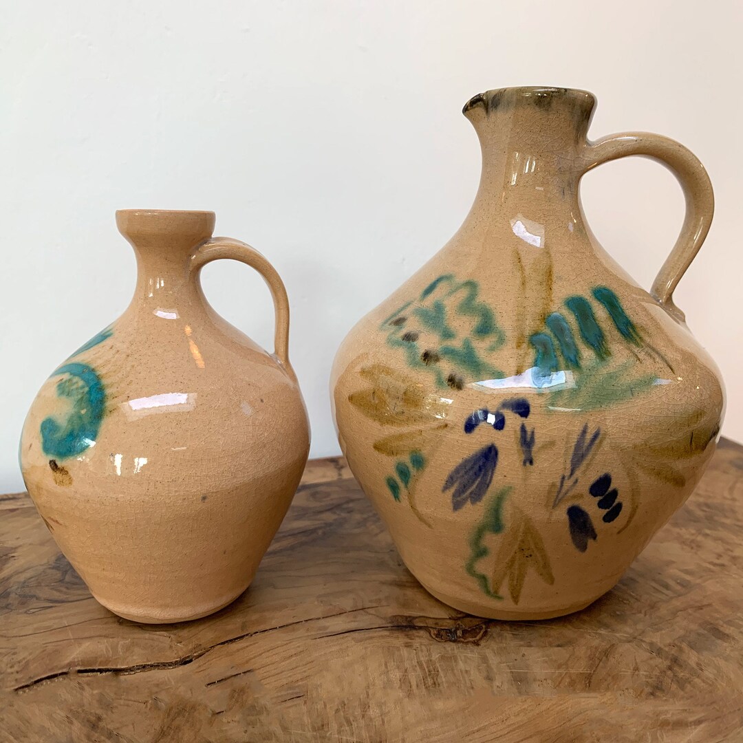 A Duo of Rustic Spanish Glazed Pottery Vinegar Jugs - Etsy