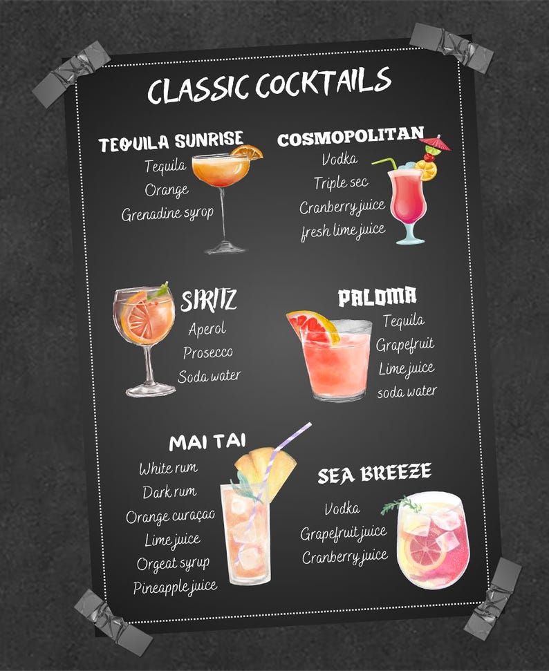 Cocktail Bar Template Modèle Alcool Drink Menu Printable Editable - Etsy