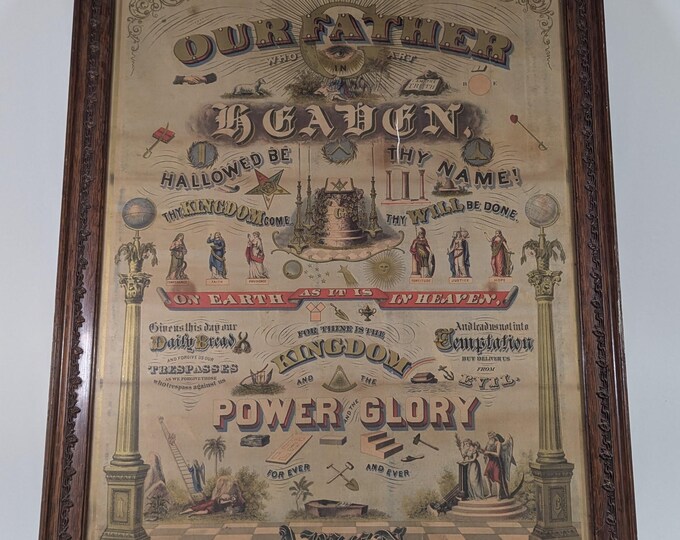 Antique 1875 Lord’s Prayer Masonic Lithograph / M.C. Lilley & Co. Print ...