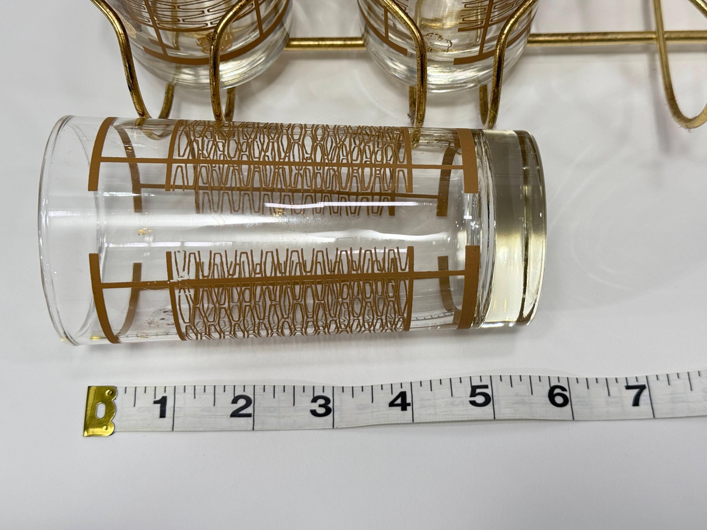 Vintage Mid-century Modern Gold Bar Glasses With Brass Carrier - Etsy