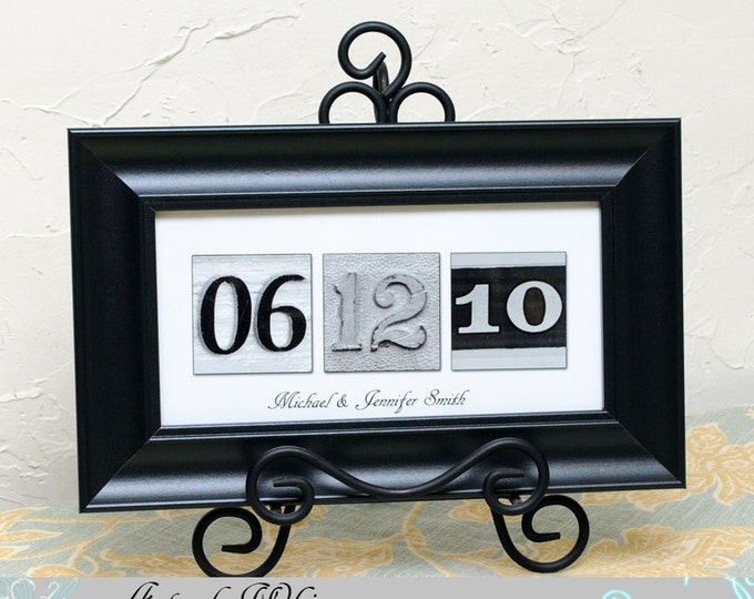 Wedding Gift Anniversary Date / Number Photos - BLACK FRAMED -custom ...
