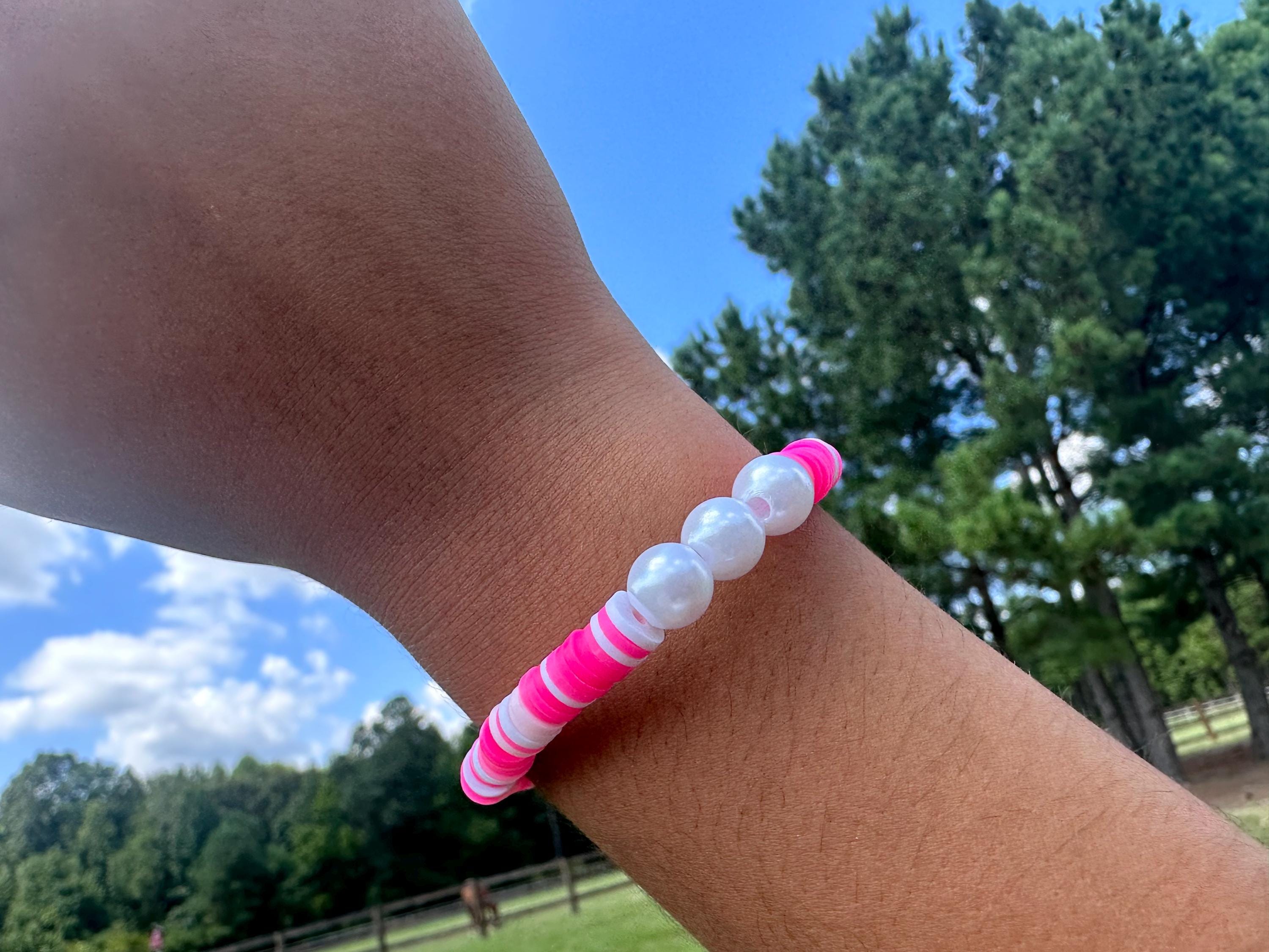Pink Pearl Clay Bead Bracelet - Etsy