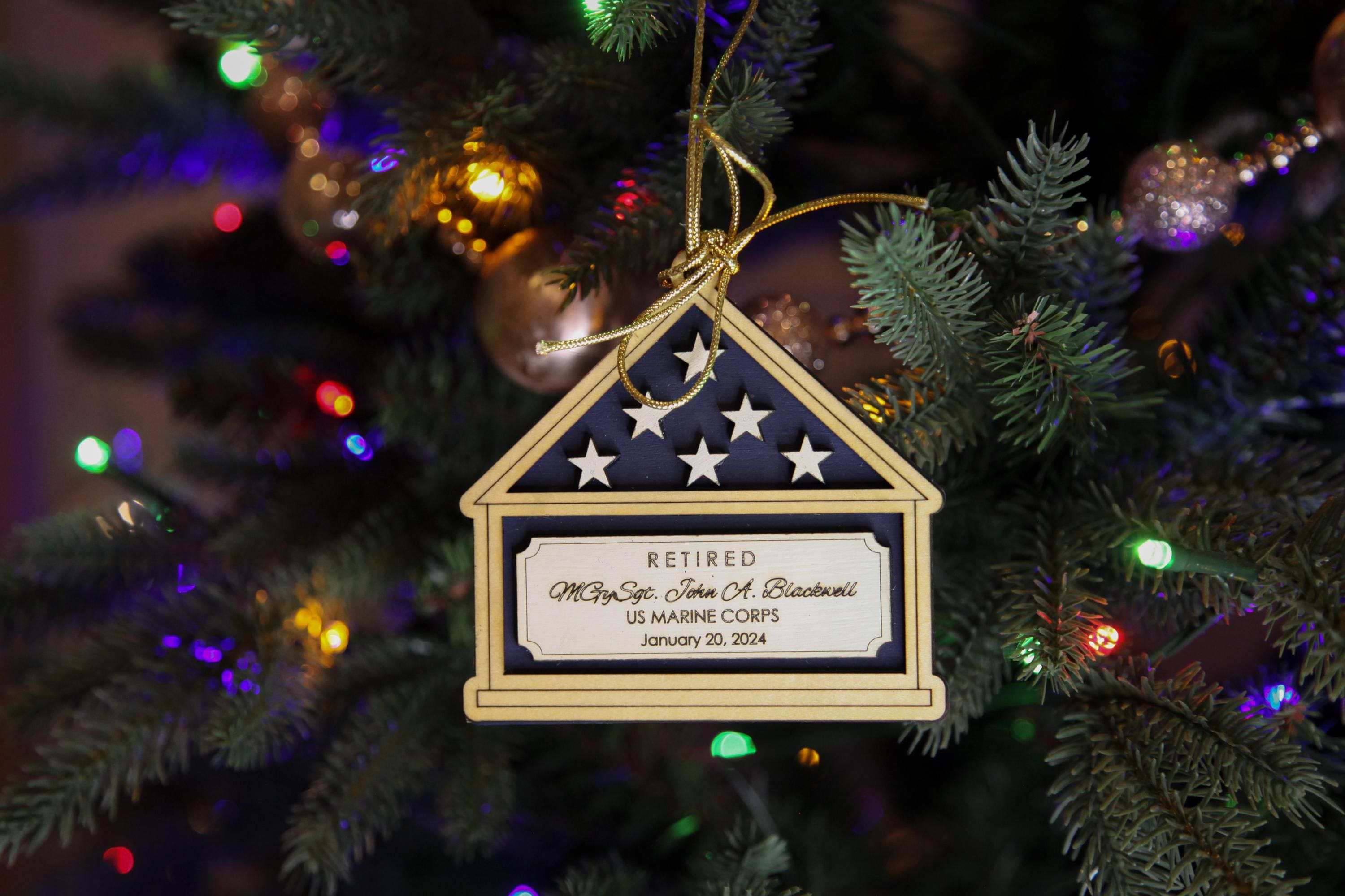Custom Folded Flag Military Ornament | Personalized Gift for Veterans ...