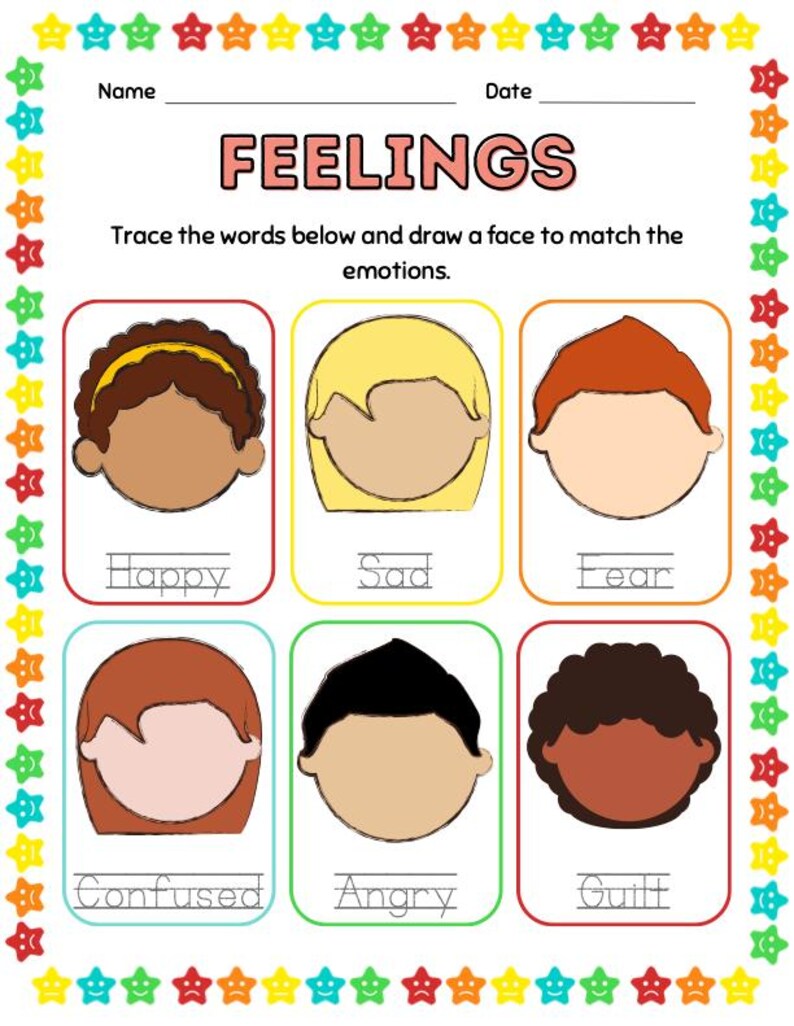 Feelings Activity Worksheet- PDF - Etsy
