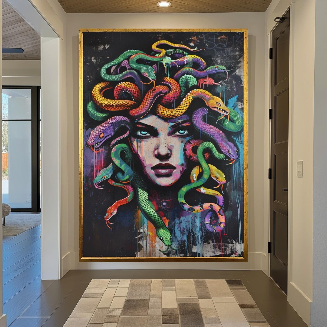 Wall Art, Medusa Head, Medusa Decor, Canvas Print, Medusa Print, Greek ...