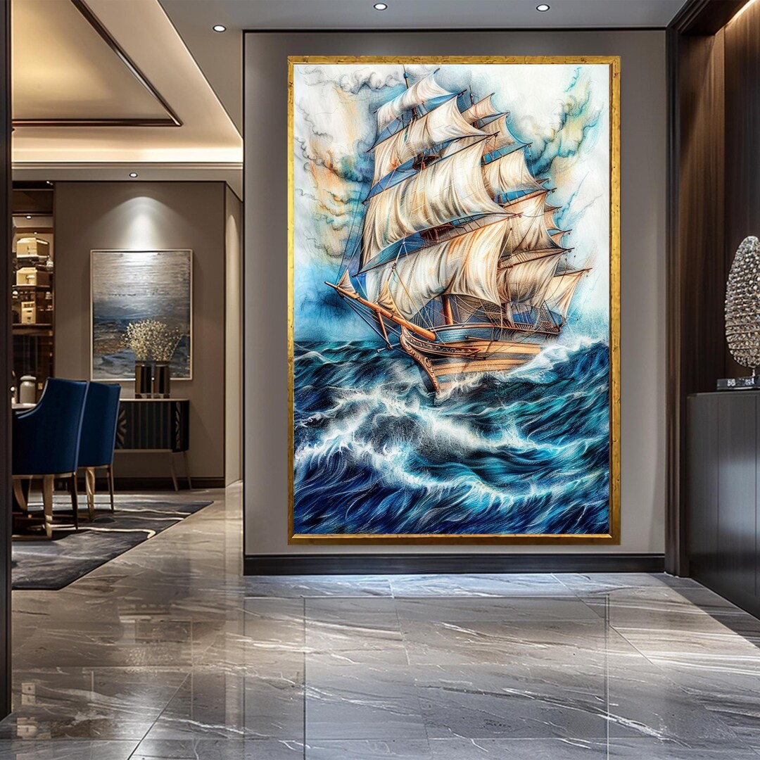 Ship Decor, Canvas Print, Viking Ship, Wave Decor, Home Decor, Wall Art ...