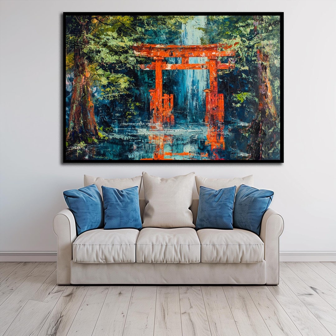 Torii Gate Art, Japanese Art, Canvas Wall Art, Abstract Canvas, Red ...