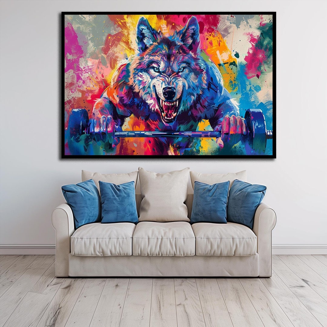 Printed Wolf, Gym Storage Decor, Gym Wall Art, Sports Prints, Sports ...