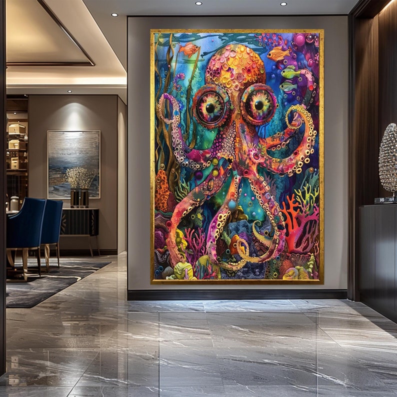 Octopus Abstract, Octopus Art, Fishing Art, Graffiti Fish, Canvas Wall ...