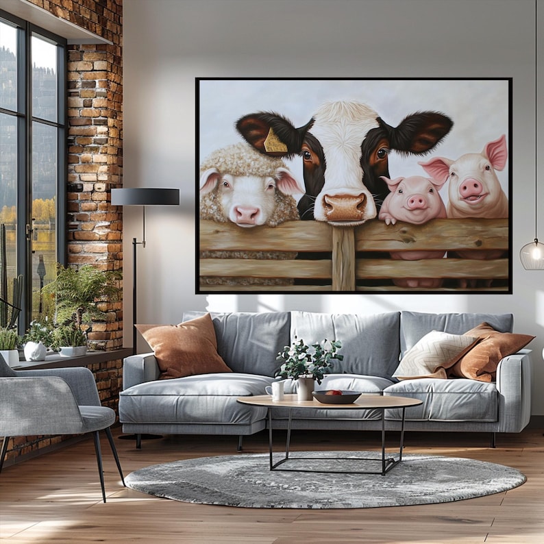 Farm Animals, Country Art, Canvas Wall Decor, Animal Friends, Cute Farm ...