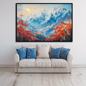 Relaxing Wall Art, Alpine Landscape Printing, Canvas Wall Art, Snowy ...