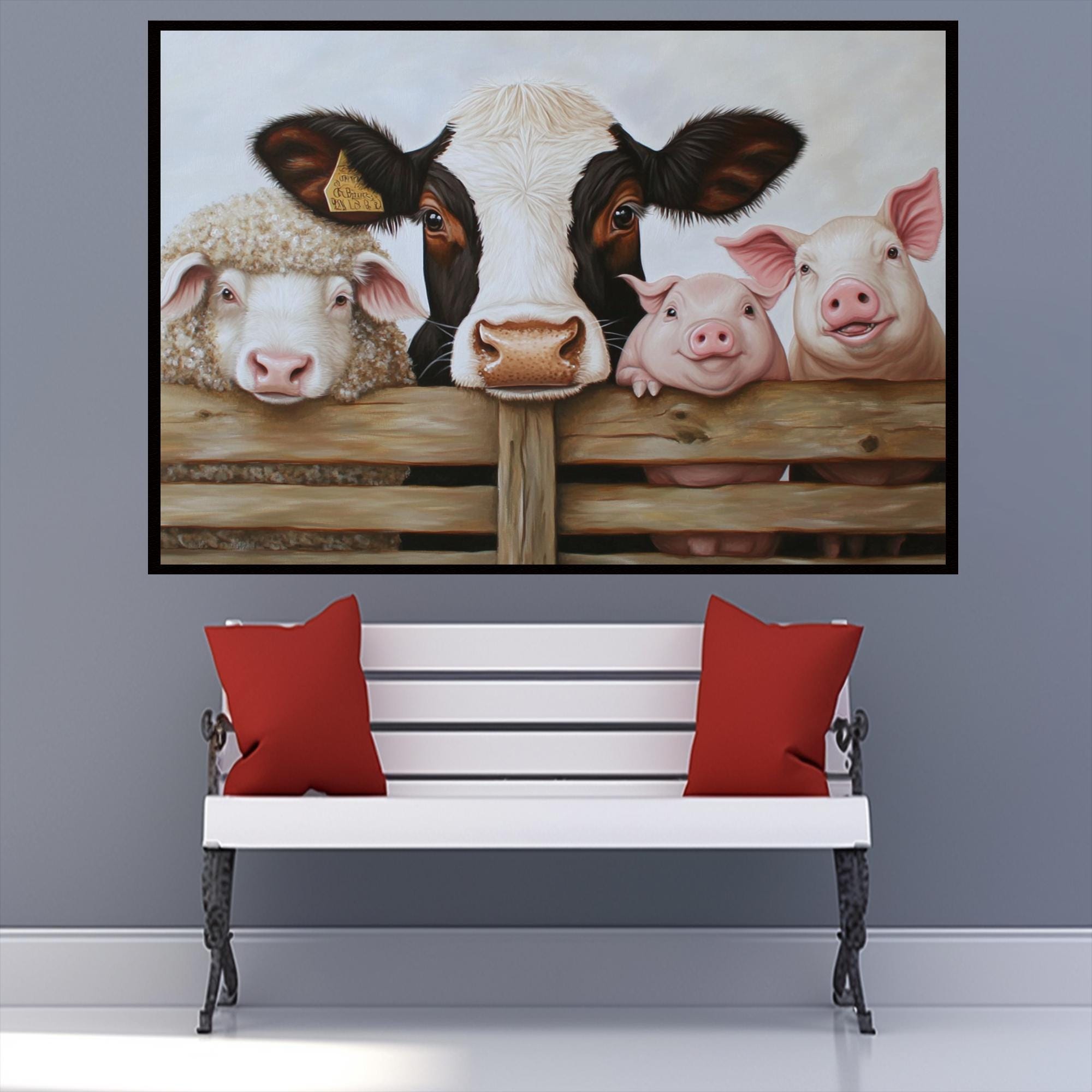 Farm Animals, Country Art, Canvas Wall Decor, Animal Friends, Cute Farm ...