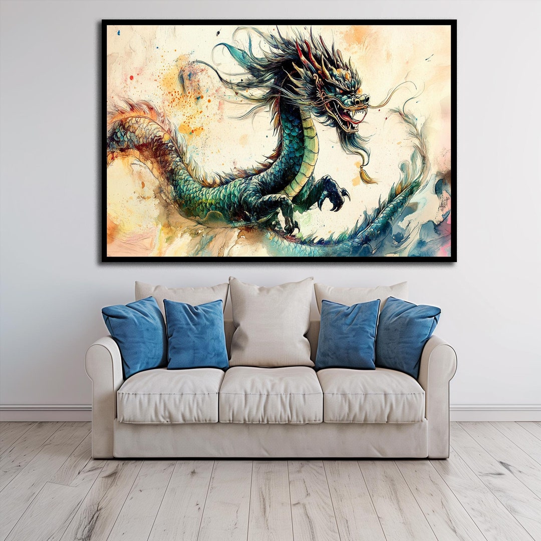 Chinese Dragon Canvas Wall Art, Dragon Print, Large Dragon, Chinese Art ...