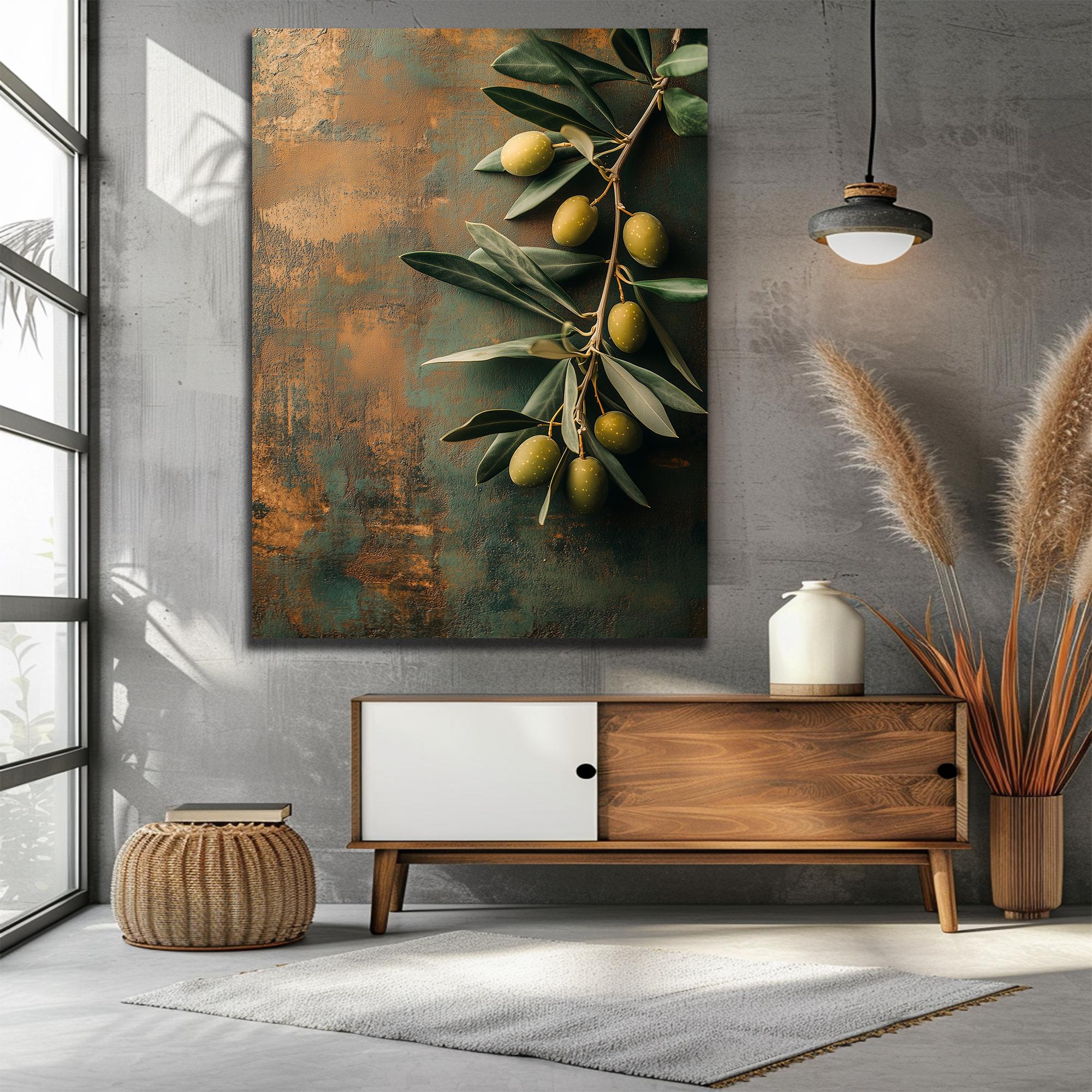 Olive Branch Canvas Art: Relaxing Home Decor, Framed Option, Olive ...