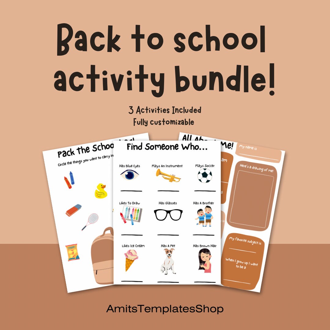 First Day of School Worksheets Editable Customizable Template Back to ...
