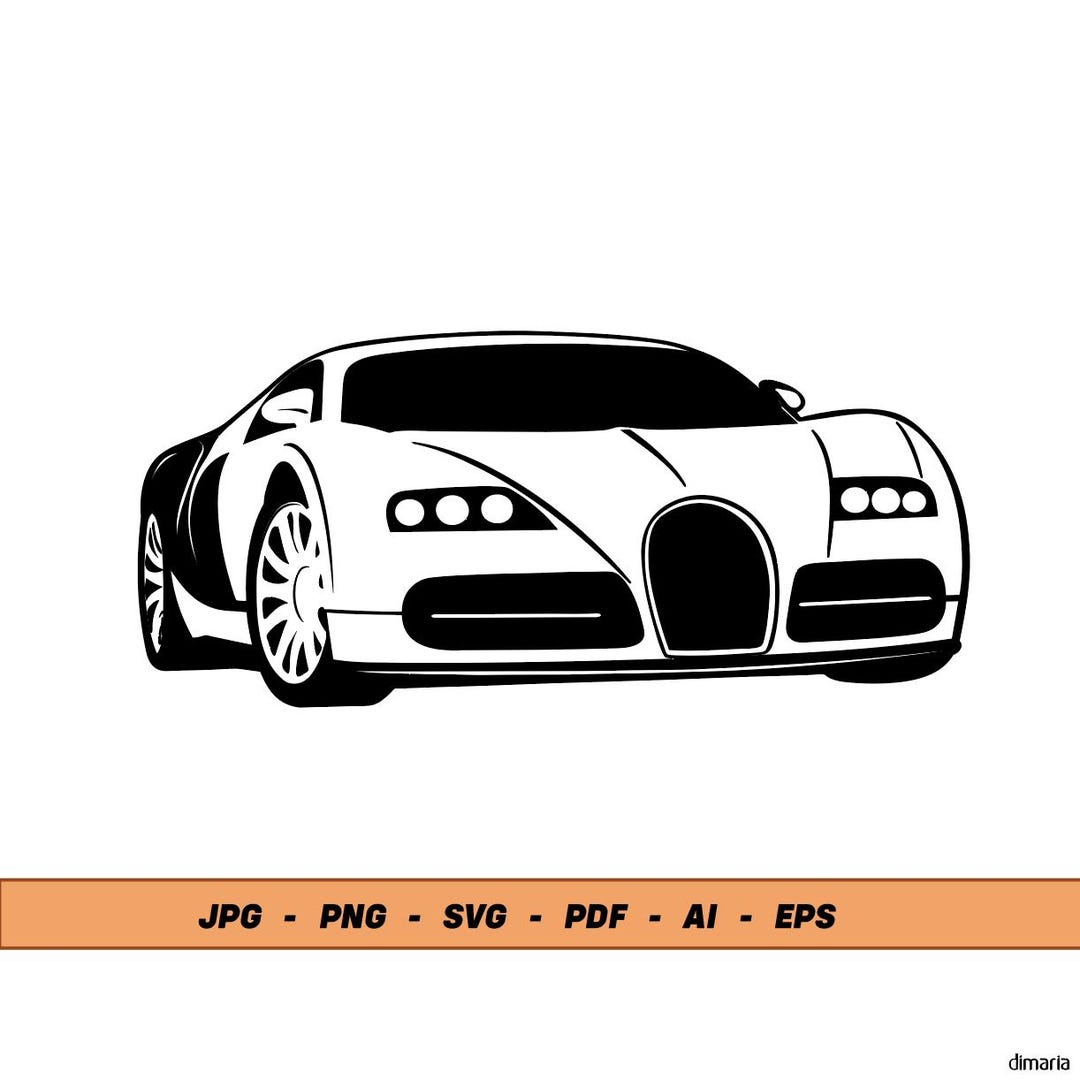 Bugatti SVG, Car Silhouette, Bugatti Veyron Svg, Car Clipart Svg, Car Lover, Cut File Cricut ...