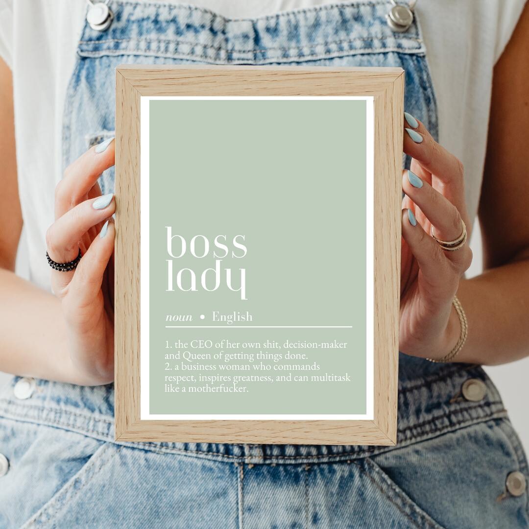 Boss Lady Sage Green Digital Print | Funny Office Print | Motivational ...