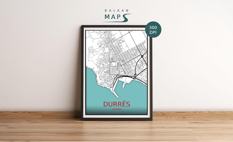Custom Durrës, Albania Map Printable File | High Quality Personalised 3 ...