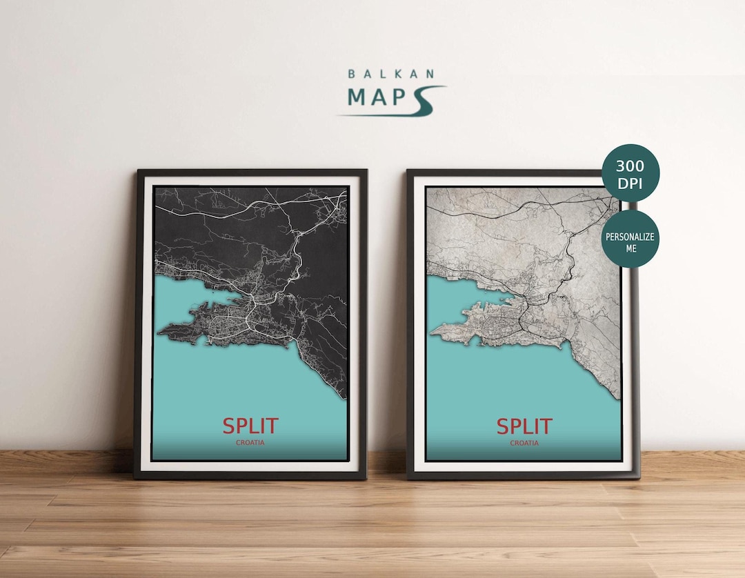 Split, Croatia Map Printable File | Set of 2 | High-quality ...