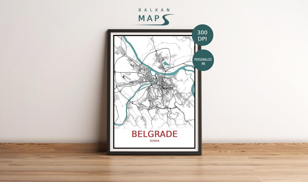 Custom Belgrade, Serbia Map Printable File | Elegant Personalized 3-D ...