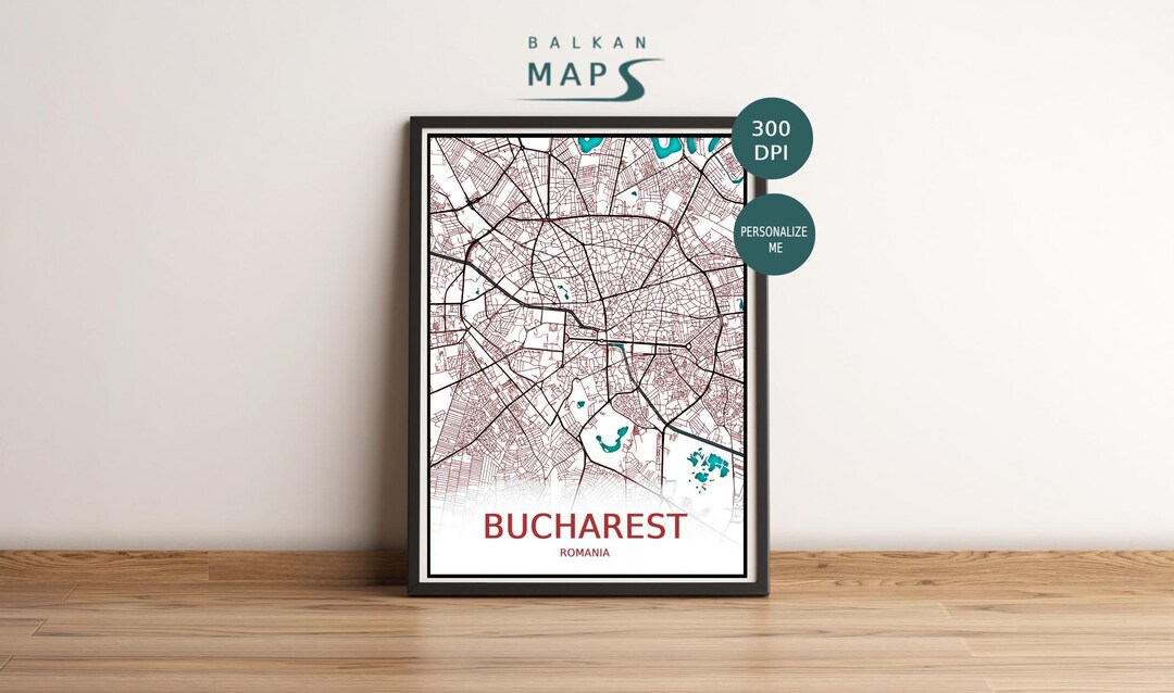Bucharest, Romania Map Printable Poster High Quality Personalized 3-D ...