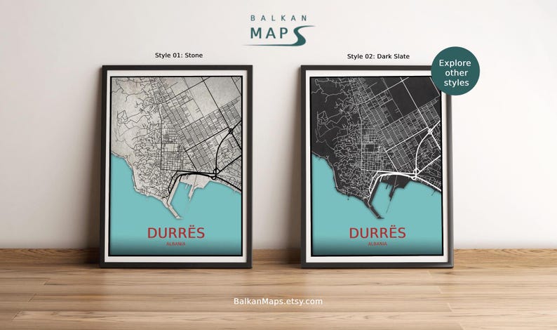 Custom Durrës, Albania Map Printable File | High Quality Personalised 3 ...