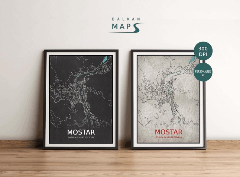 Custom Mostar Map Print Set: 3D Stone & Slate Poster (digital Download ...