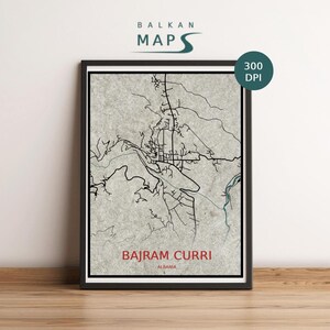 Bajram Curri Albania Map Poster Set: Stone & Slate (digital Download ...