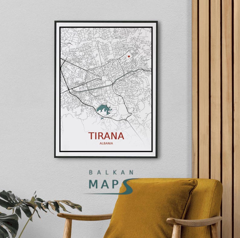 Custom Tirana, Albania Map Printable File | Elegant Personalized 3-D ...