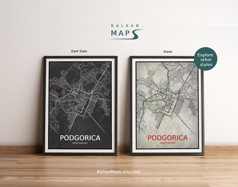Custom Podgorica Montenegro Map Art Print (digital Download) - Etsy