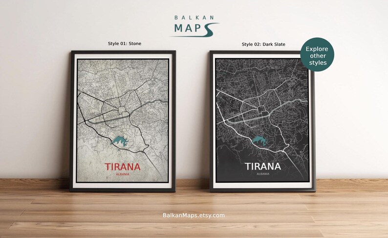Custom Tirana, Albania Map Printable File | Elegant Personalized 3-D ...